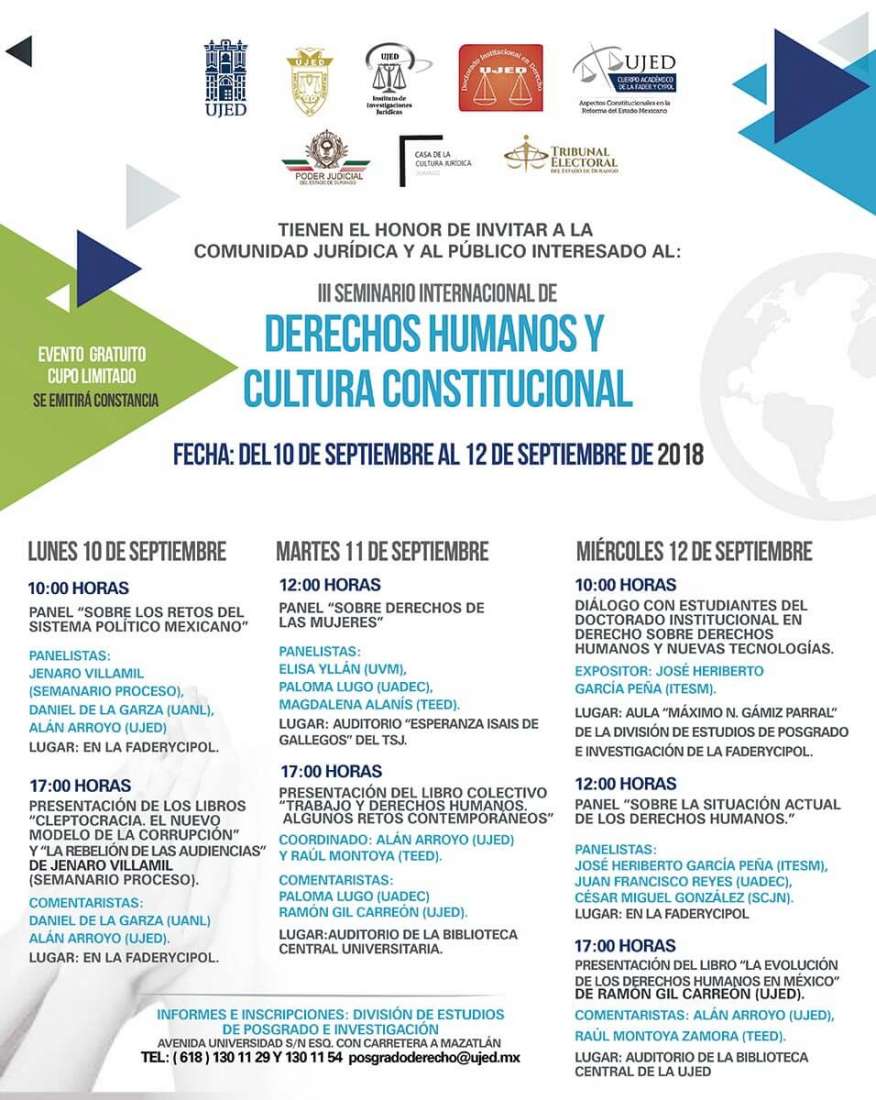 III Seminario Internacional de Derechos Humanos y Cultura Constitucional | Eventos | UJED